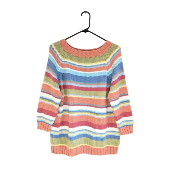 Vintage | Sweaters | Early 200s Multicolored Striped Wide Neck ...